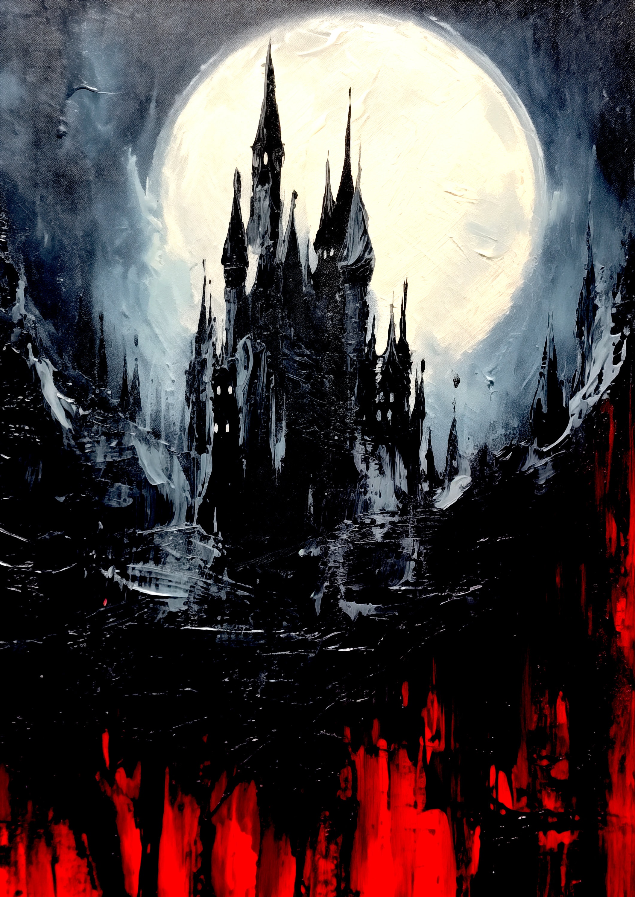 Oil Painting. Castlevania Dracula's Castle. Original Artwork. Abstract ...
