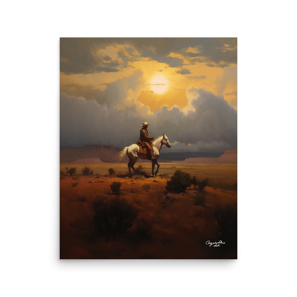 The Sunset Rider. Original Oil Artwork. Cowboy Western Painting ...