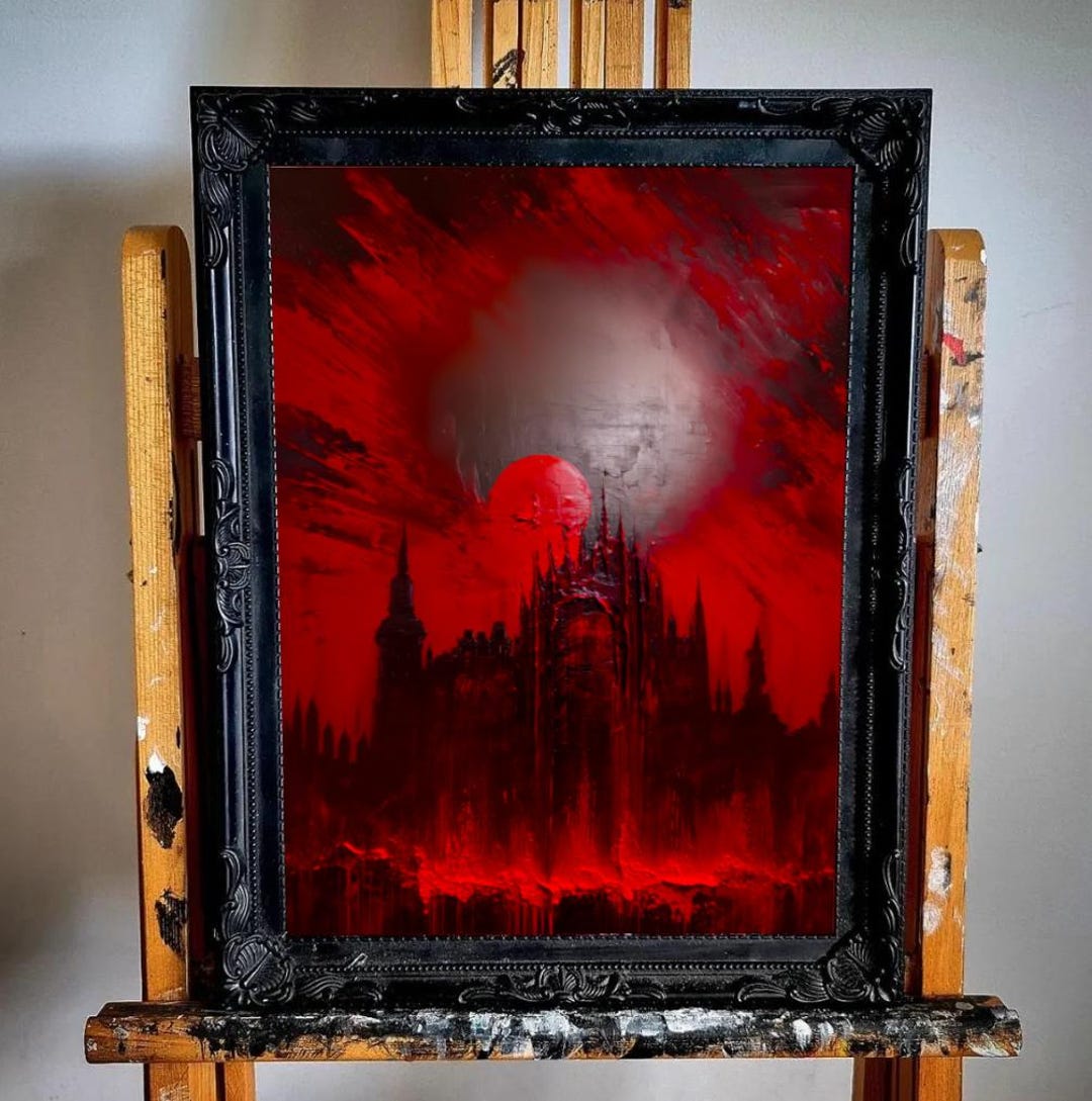 Dracula's Castle. Version III. Oil Painting Print, Gothic Home Decor ...
