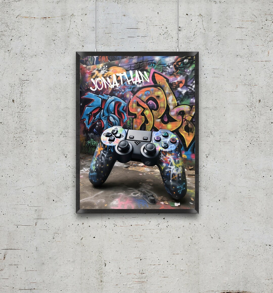 Personalized Game Controller Graffiti Wall Art, Gaming Poster, Computer ...