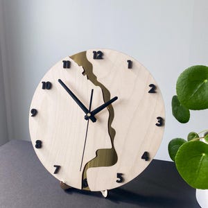 Unique Wood Minimalist Wall Clock Housewarming Gift Silent Clock With ...