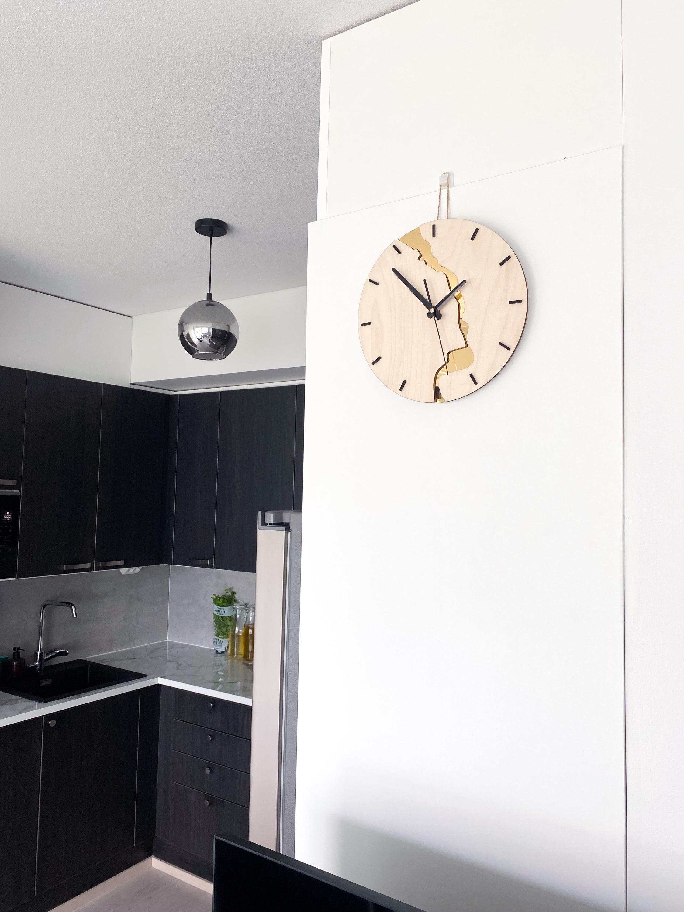 Unique Wood Minimalist Wall Clock Housewarming Gift Silent Clock With ...