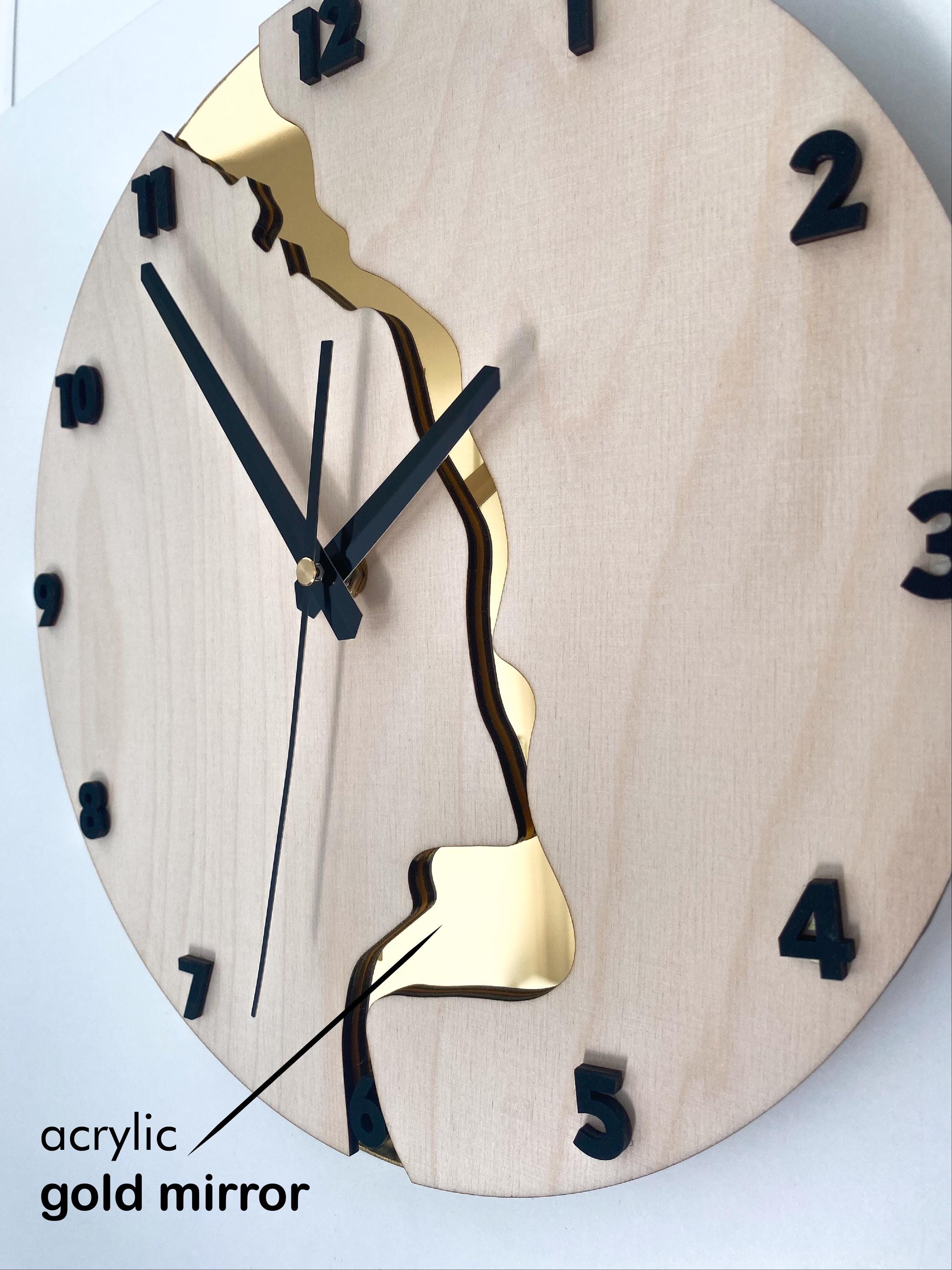 Unique Wood Minimalist Wall Clock Housewarming Gift Silent Clock With ...