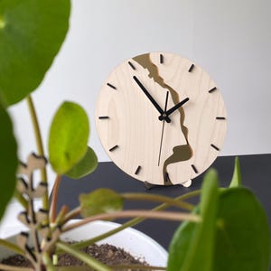 Unique Wood Minimalist Wall Clock Housewarming Gift Silent Clock With ...