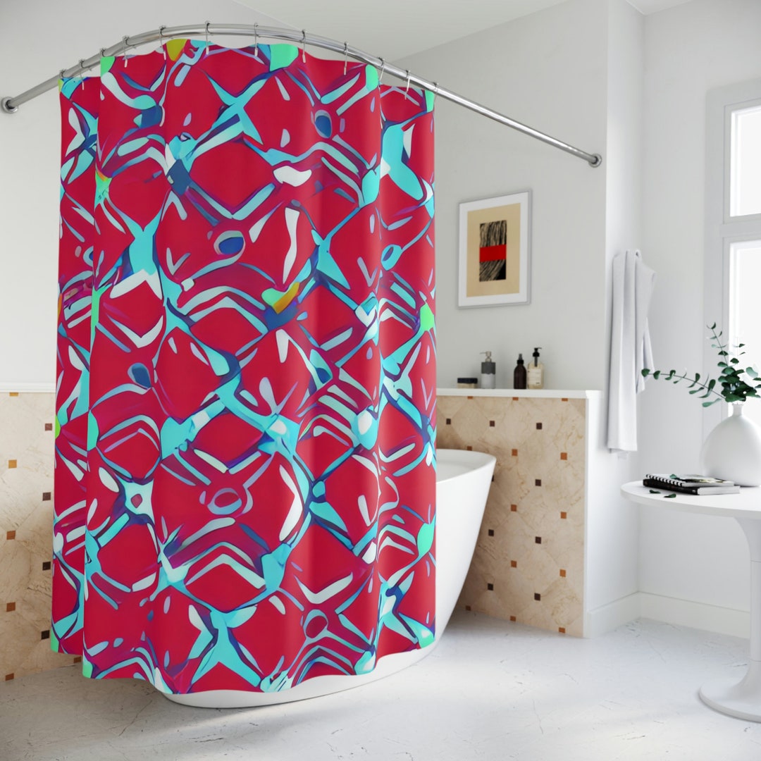 Boho Shower Curtain Ai Art Print Modern Bathroom Decor Abstract Art