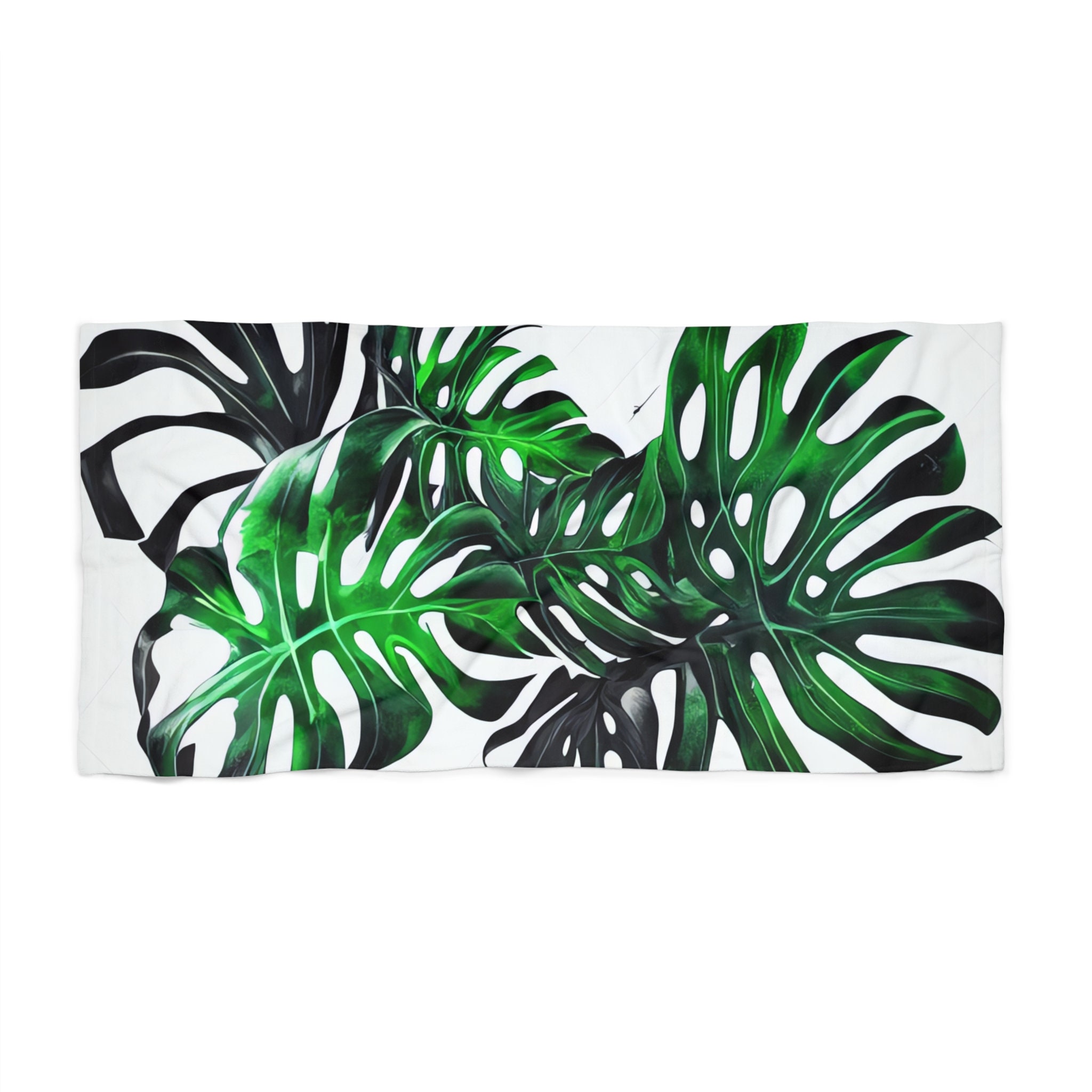 Monstera Beach Pool Bath Towel AI Art Design Print, Plant Beach Towel ...