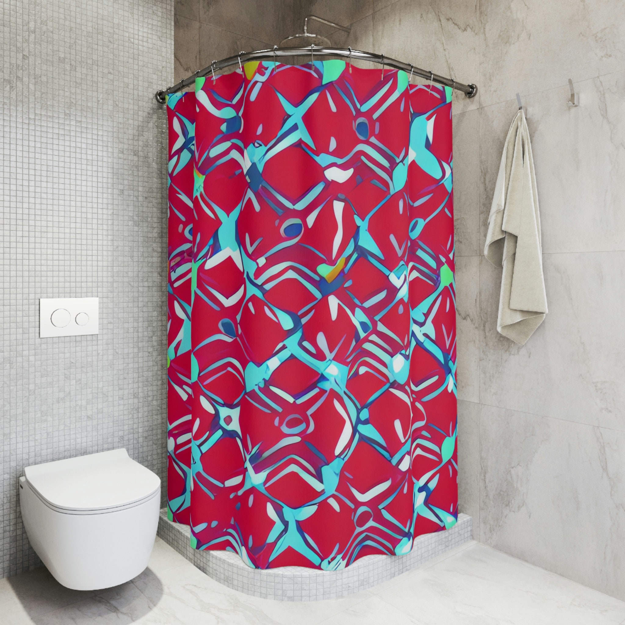 Boho Shower Curtain Ai Art Print Modern Bathroom Decor Abstract Art