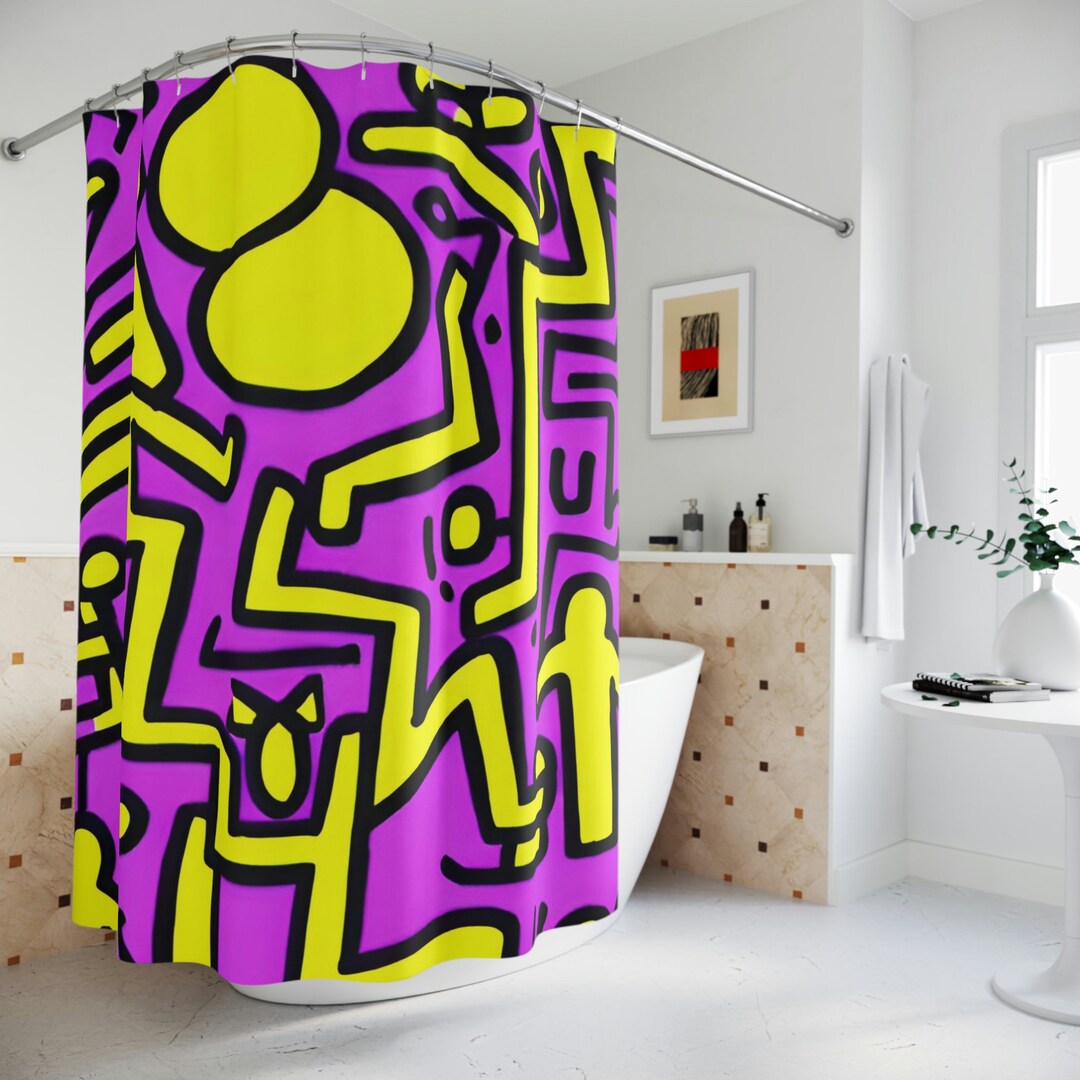 Boho Art Shower Curtain Ai Art Print Modern Bathroom Decor Abstract