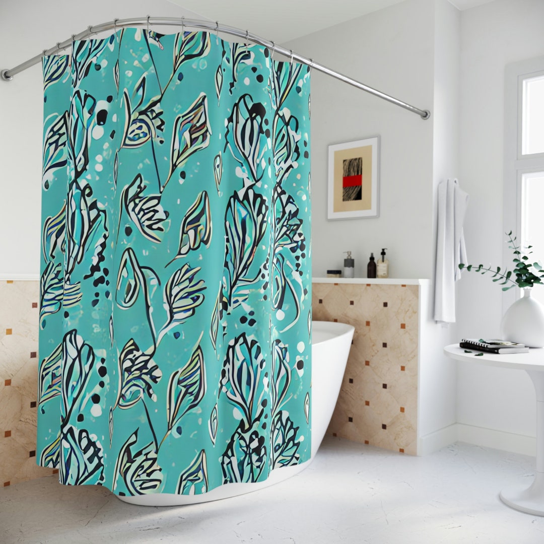 Boho Shower Curtain Ai Art Print Modern Bathroom Decor Abstract Art