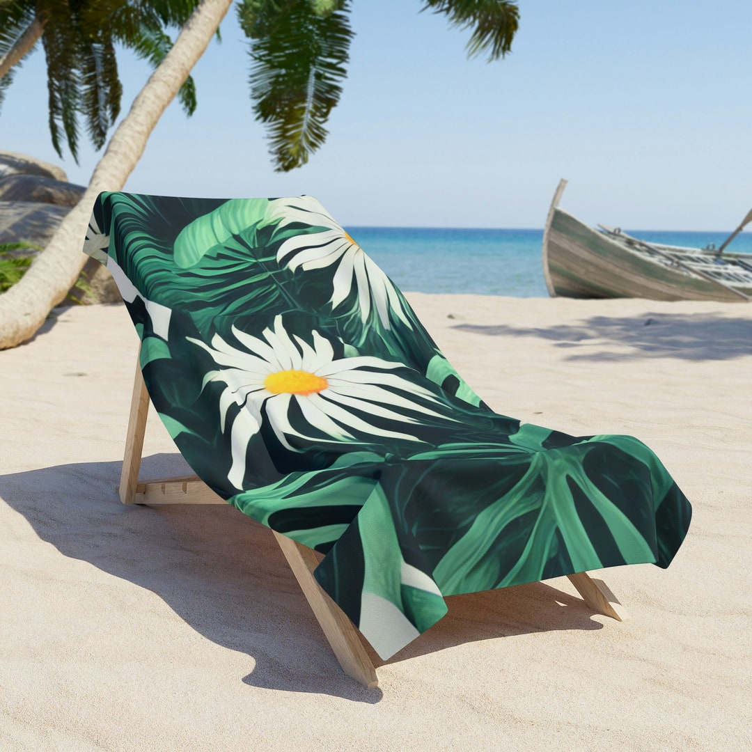 Monstera Beach Pool Bath Towel AI Art Design Print, Plant Beach Towel ...