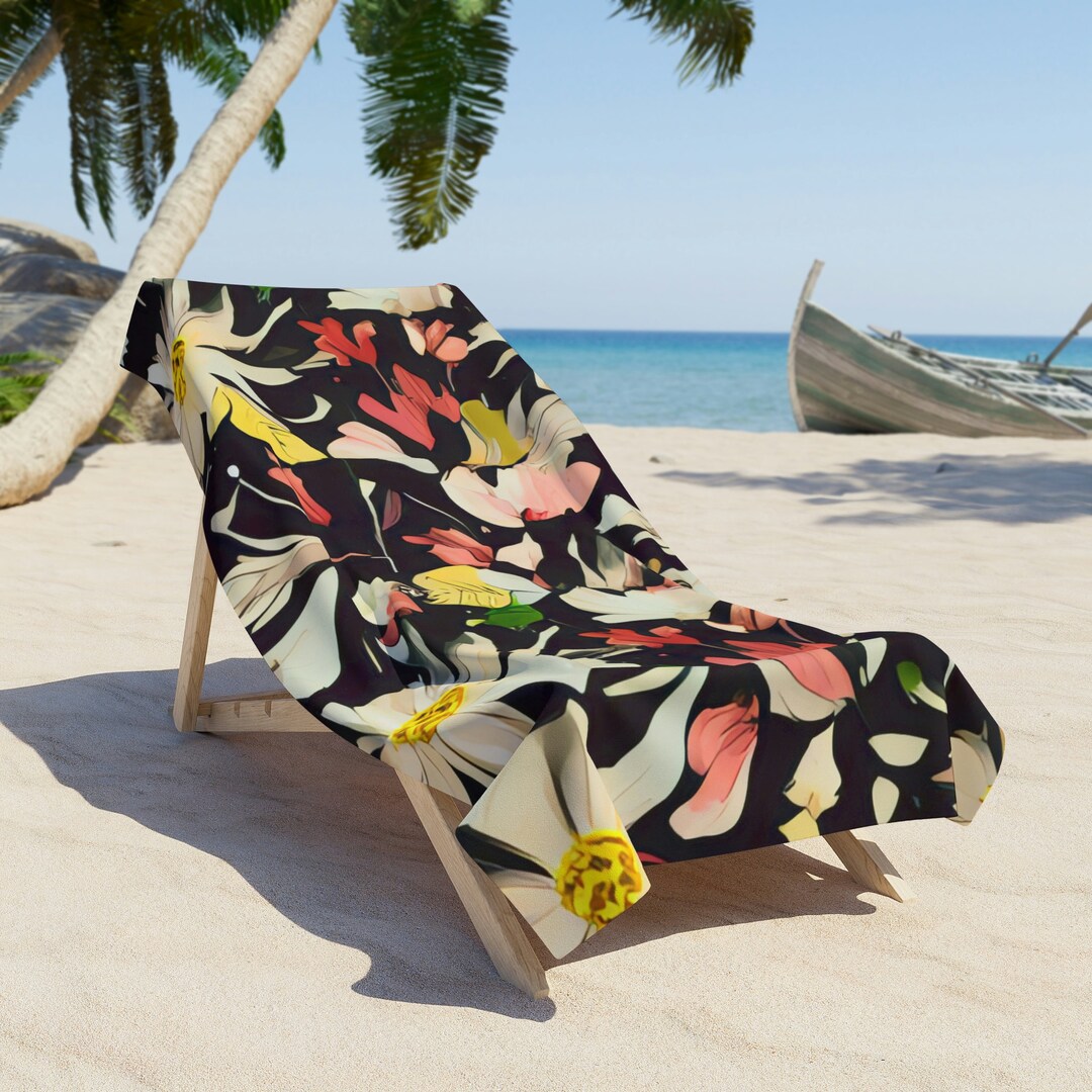 Boho Beach Pool Bath Towel AI Art Print Modern Bathroom - Etsy