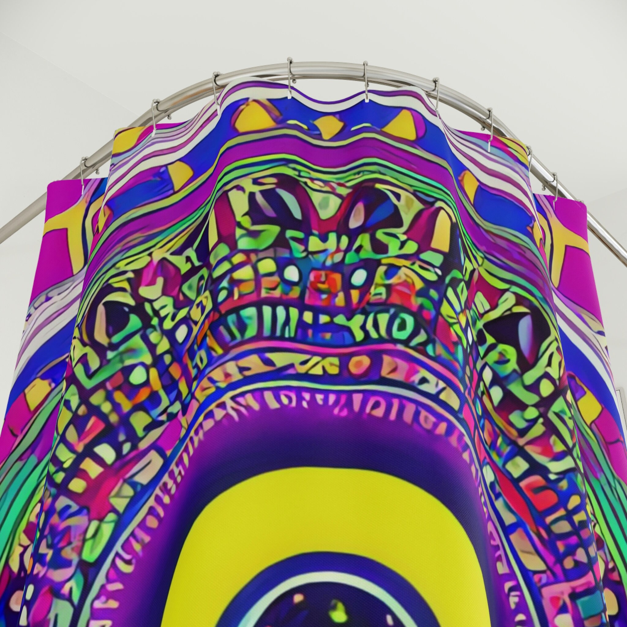 Mandala Shower Curtain Ai Art Print Modern Bathroom Decor Abstract