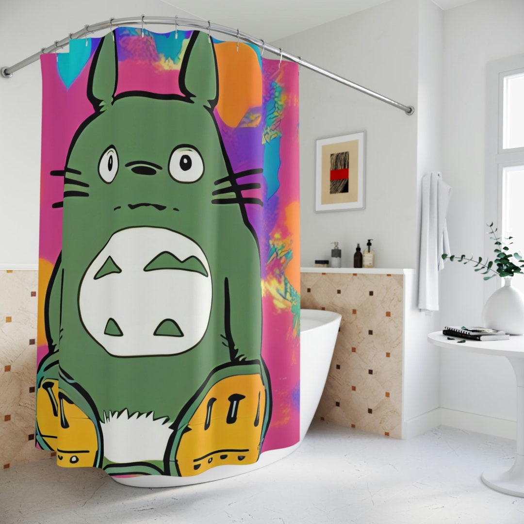 Totoro Shower Curtain Ai Art Print Series Modern Bathroom Etsy