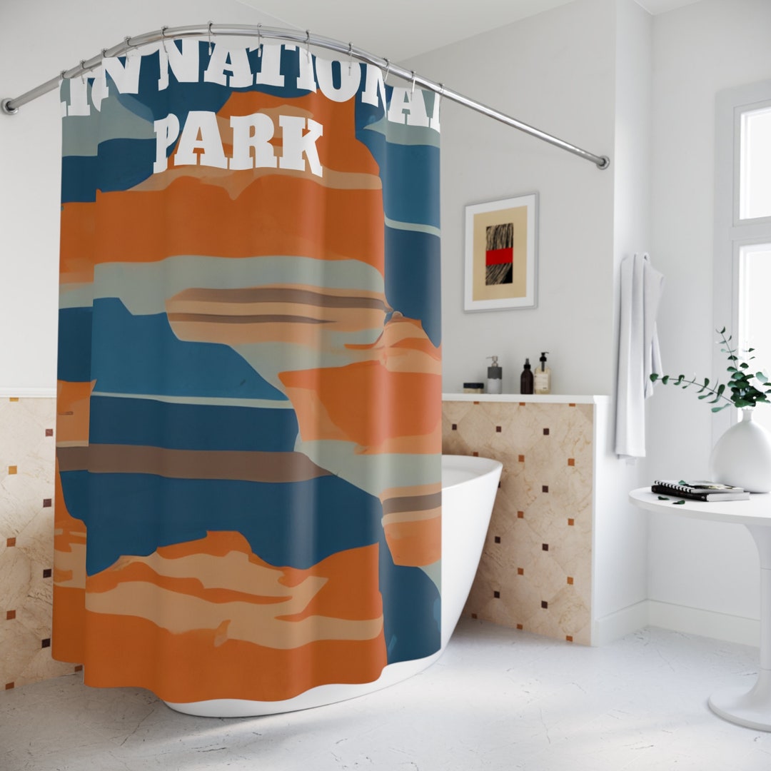 Zion National Parkshower Curtain AI Art Print, Modern Bathroom Decor ...