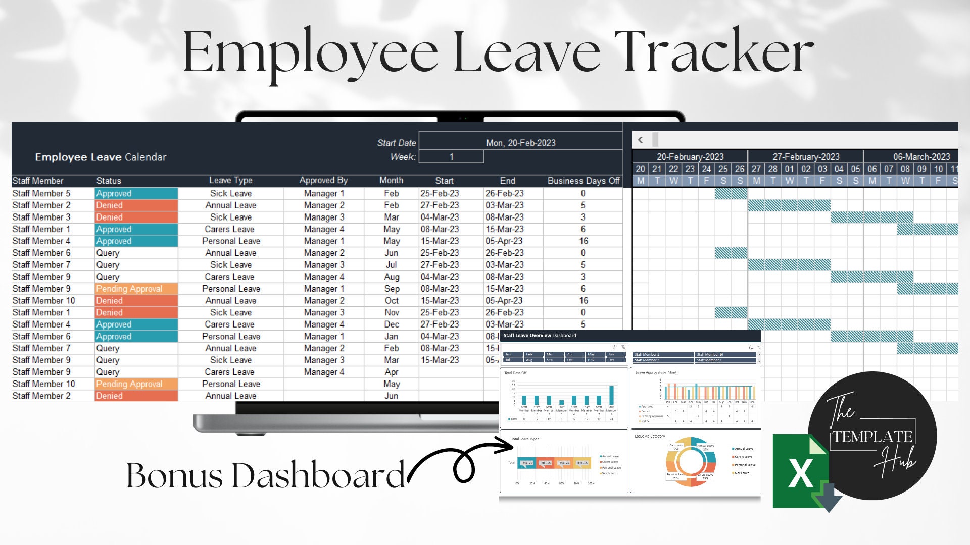 Employee Annual Leaver Tracker | Staff Calendar | Staff Roster ...