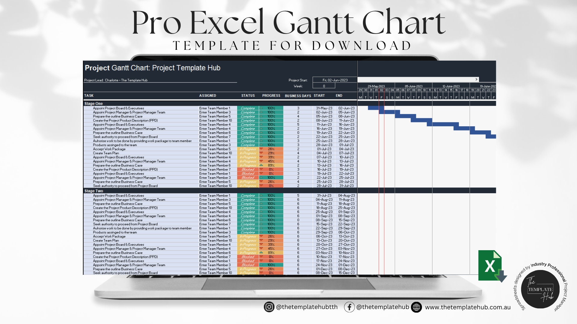 Professional Excel Gantt Chart Automated Project Timeline - Etsy
