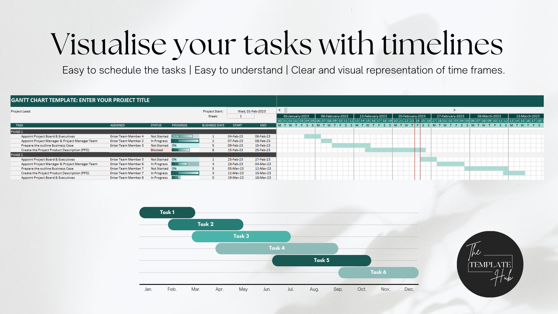 Simple Excel Gantt Chart | Automated Project Timeline | Microsoft Excel ...