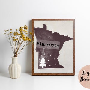 Minnesota Print, Home State Art, Rustic Poster Print, Home Wall Art ...