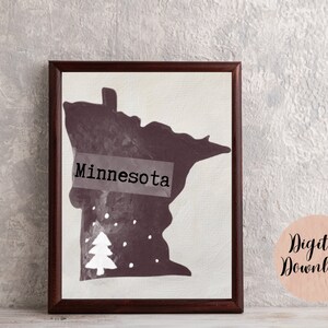 Minnesota Print, Home State Art, Rustic Poster Print, Home Wall Art ...
