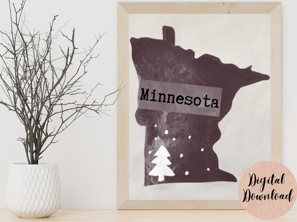 Minnesota Print, Home State Art, Rustic Poster Print, Home Wall Art ...