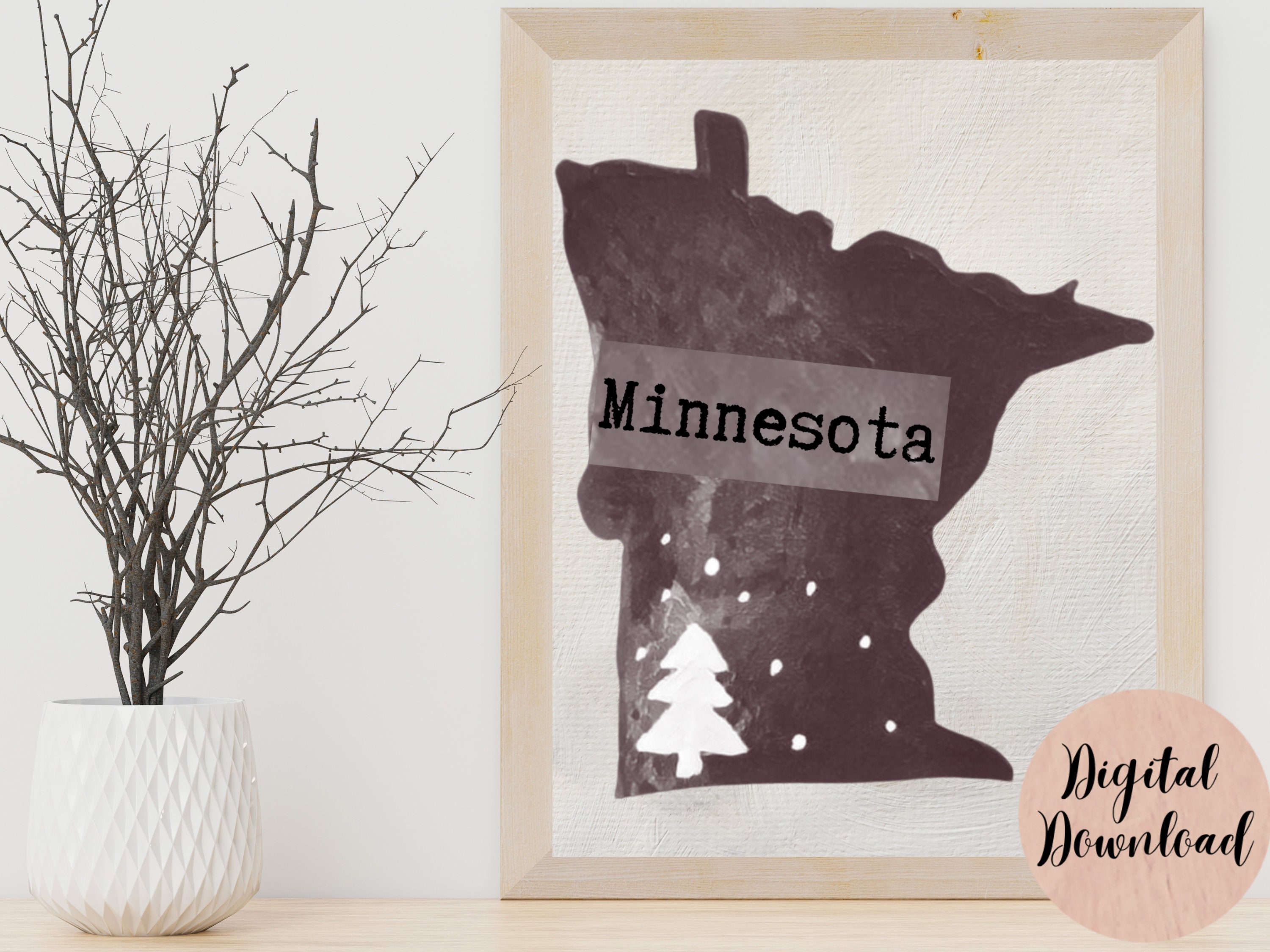 Minnesota Print, Home State Art, Rustic Poster Print, Home Wall Art ...