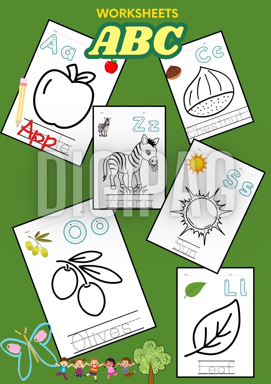 ABC Worksheets for Kids, Learning Alphabet From Simple Lines ...