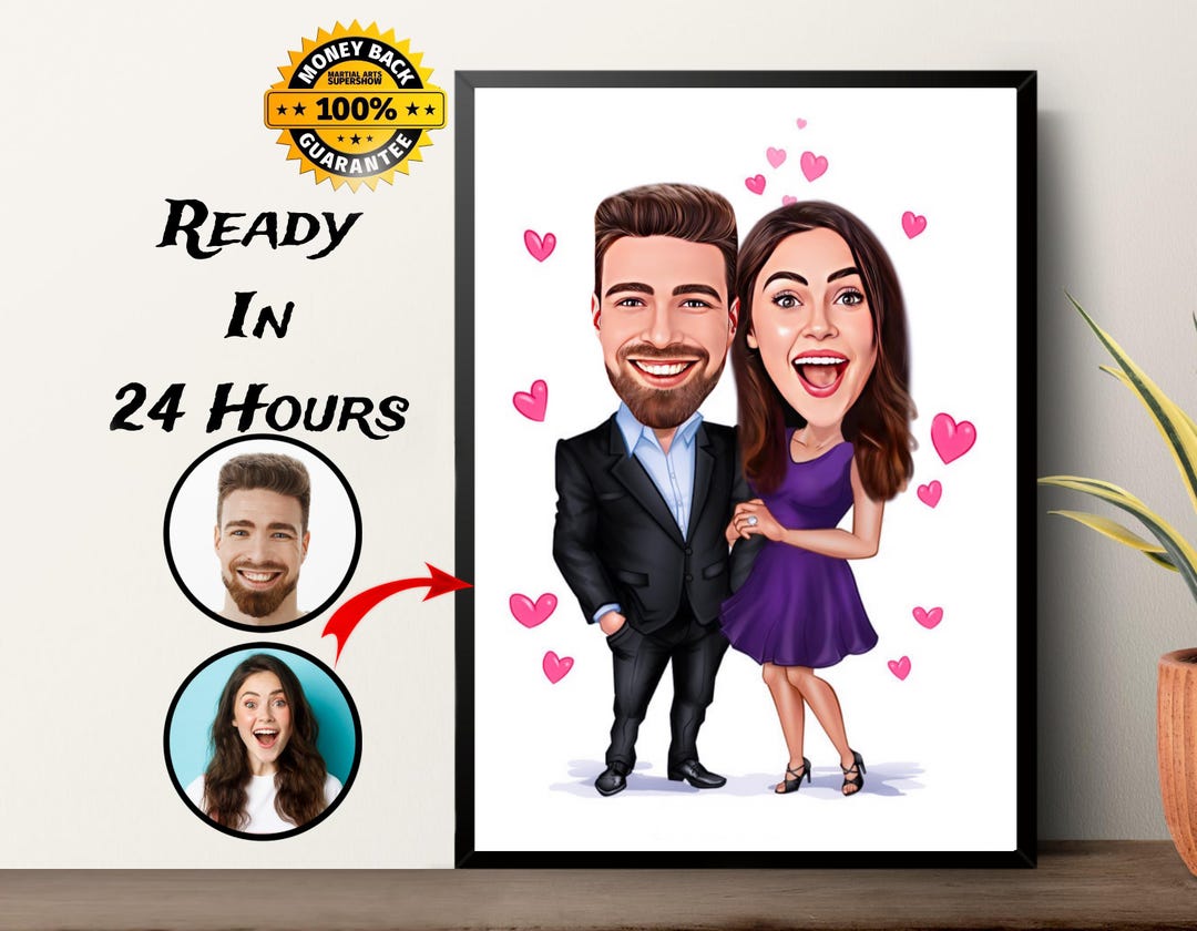 Custom Couple Cartoon Portrait, Couple Portrait, Couple Gift, Couple ...
