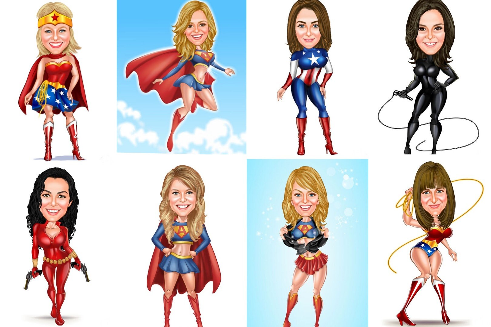 Superhero Girl Caricature Drawing From Photo Custom Digital - Etsy