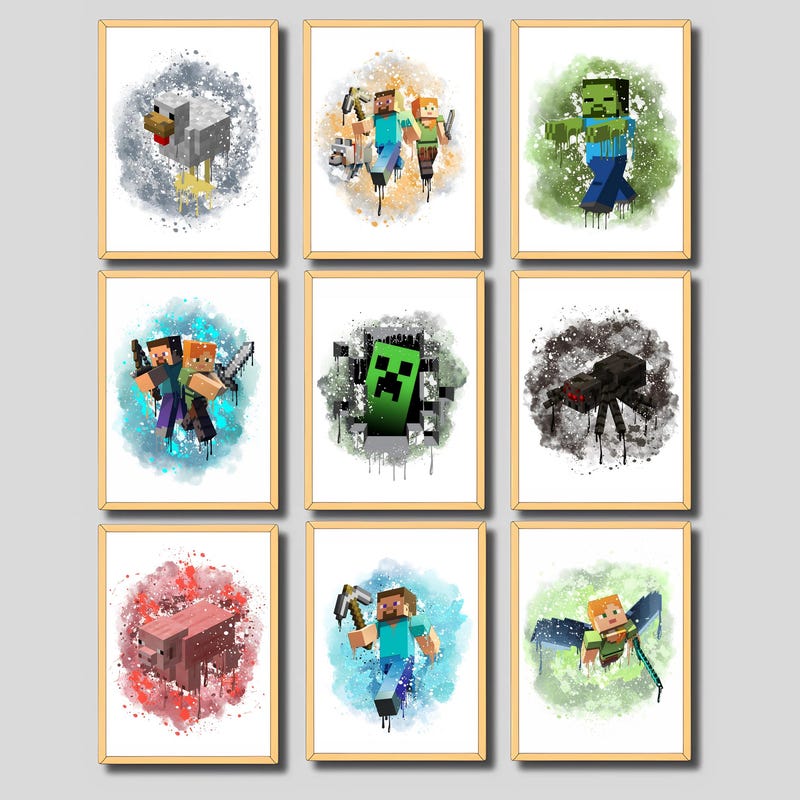 Minecraft wall art - Etsy