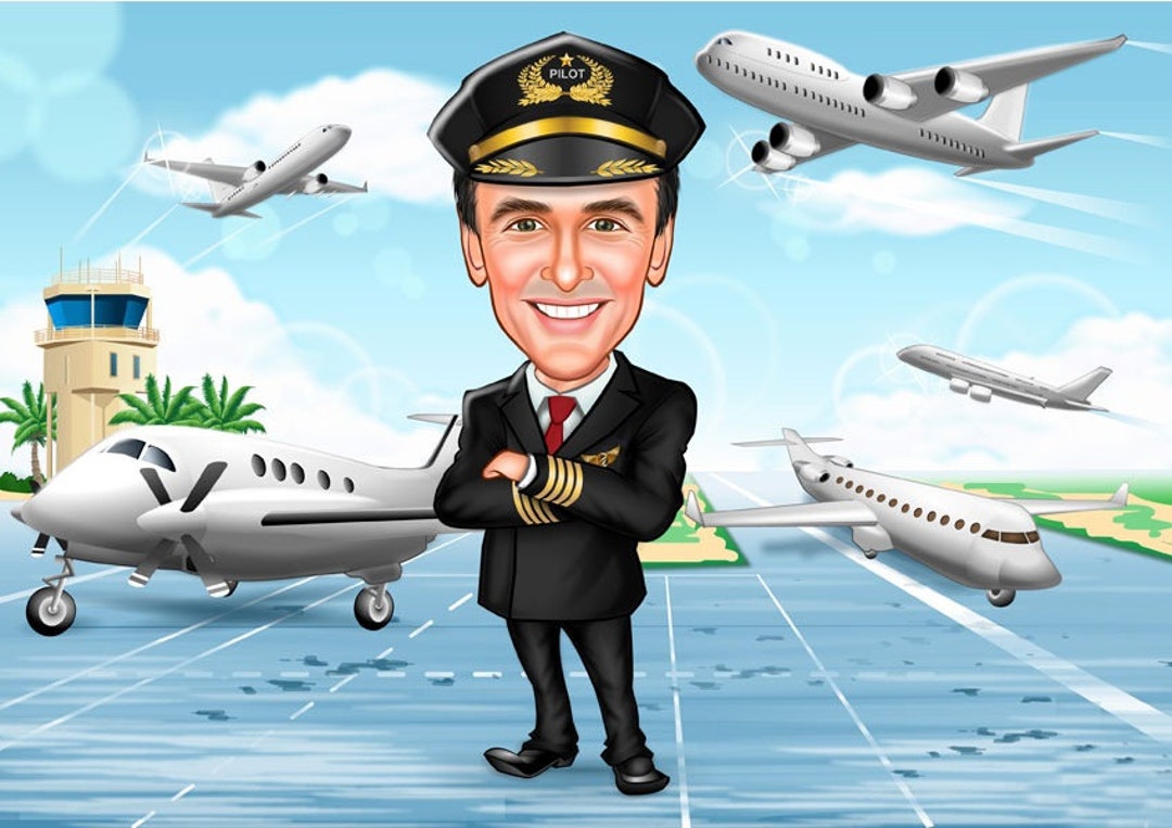 Pilot Caricature, Pilot Portrait, Caricature From Photo, Digital Portrait, Pilot Gifts ...