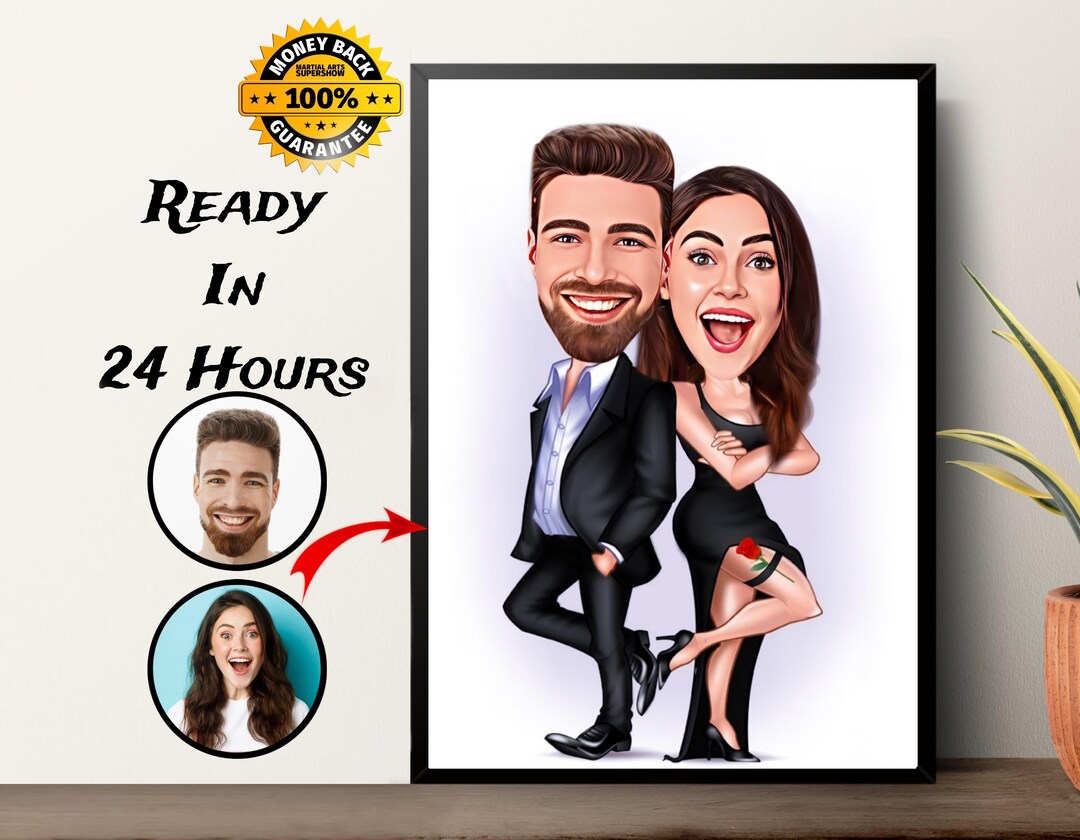 Custom Couple Cartoon Portrait, Couple Portrait, Couple Gift, Couple ...