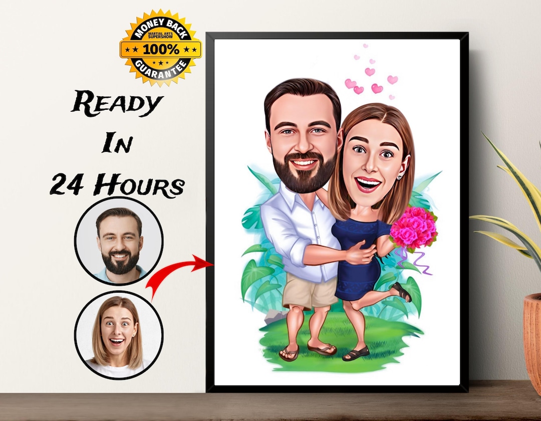 Custom Couple Cartoon Portrait, Couple Portrait, Couple Gift, Couple ...