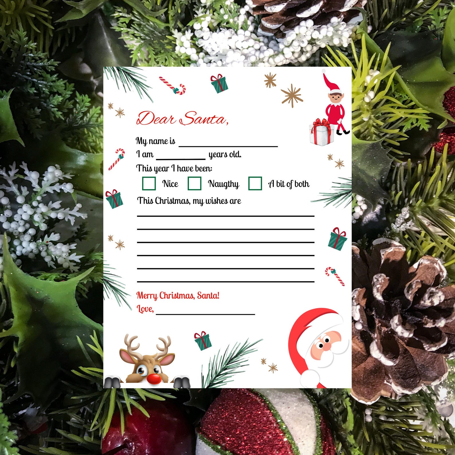 Letter to Santa Printable, Letter to Santa Letter, Santa Wish List ...