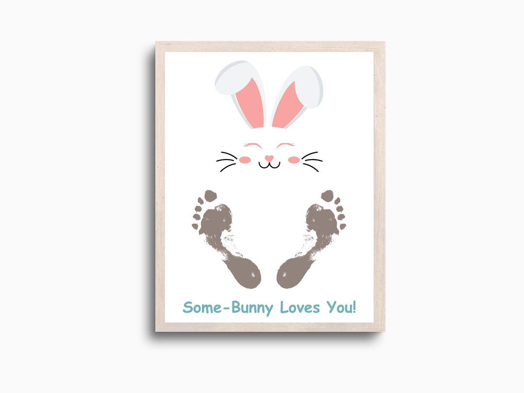 Happy Easter Bunny Footprint Craft, Easter Printable, Kids Keepsake ...
