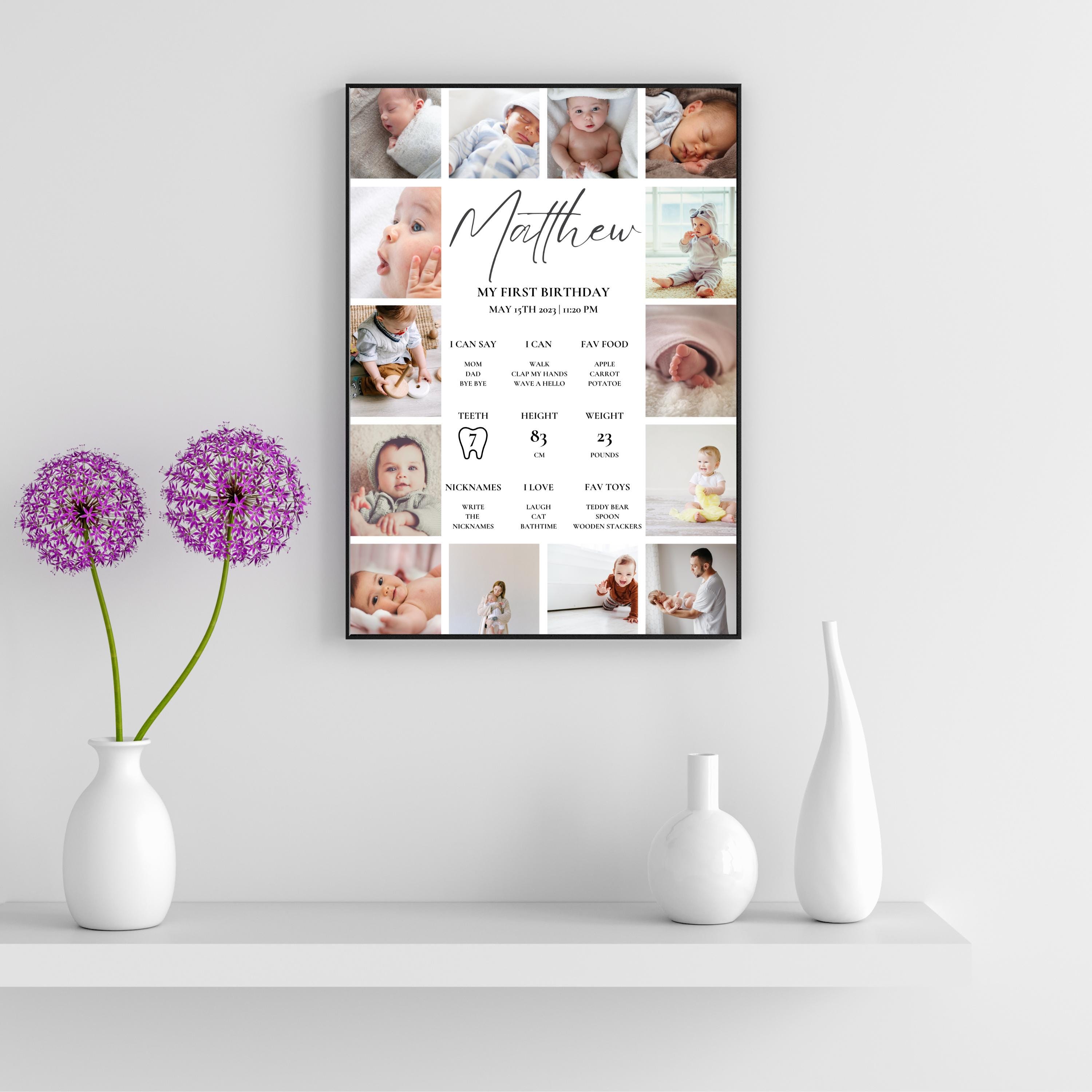 First Birthday Milestone Sign, 1st Birthday Milestone Poster, 1st ...