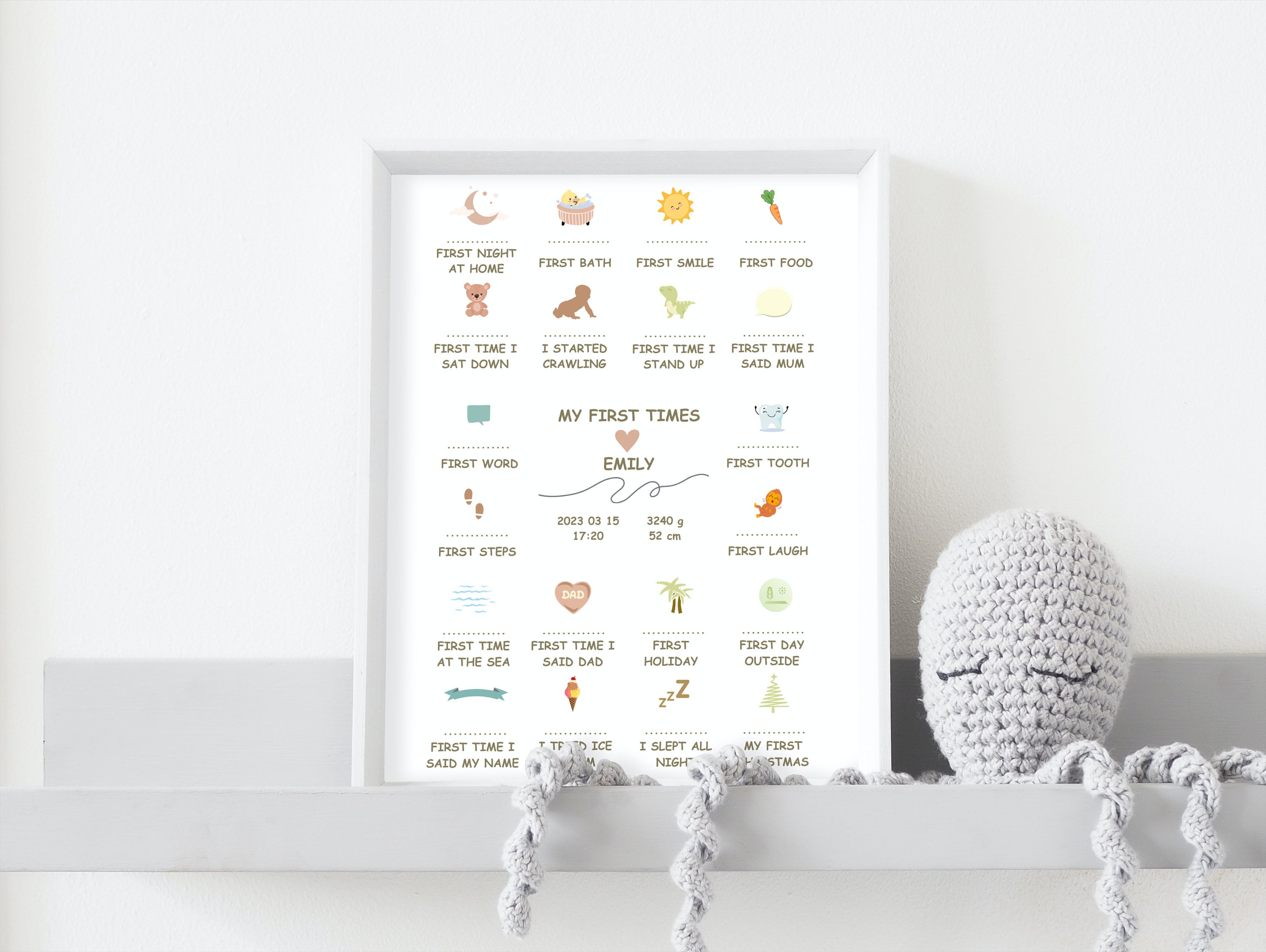 Personalized Baby's First Time Poster, Baby Dates Poster, My First ...