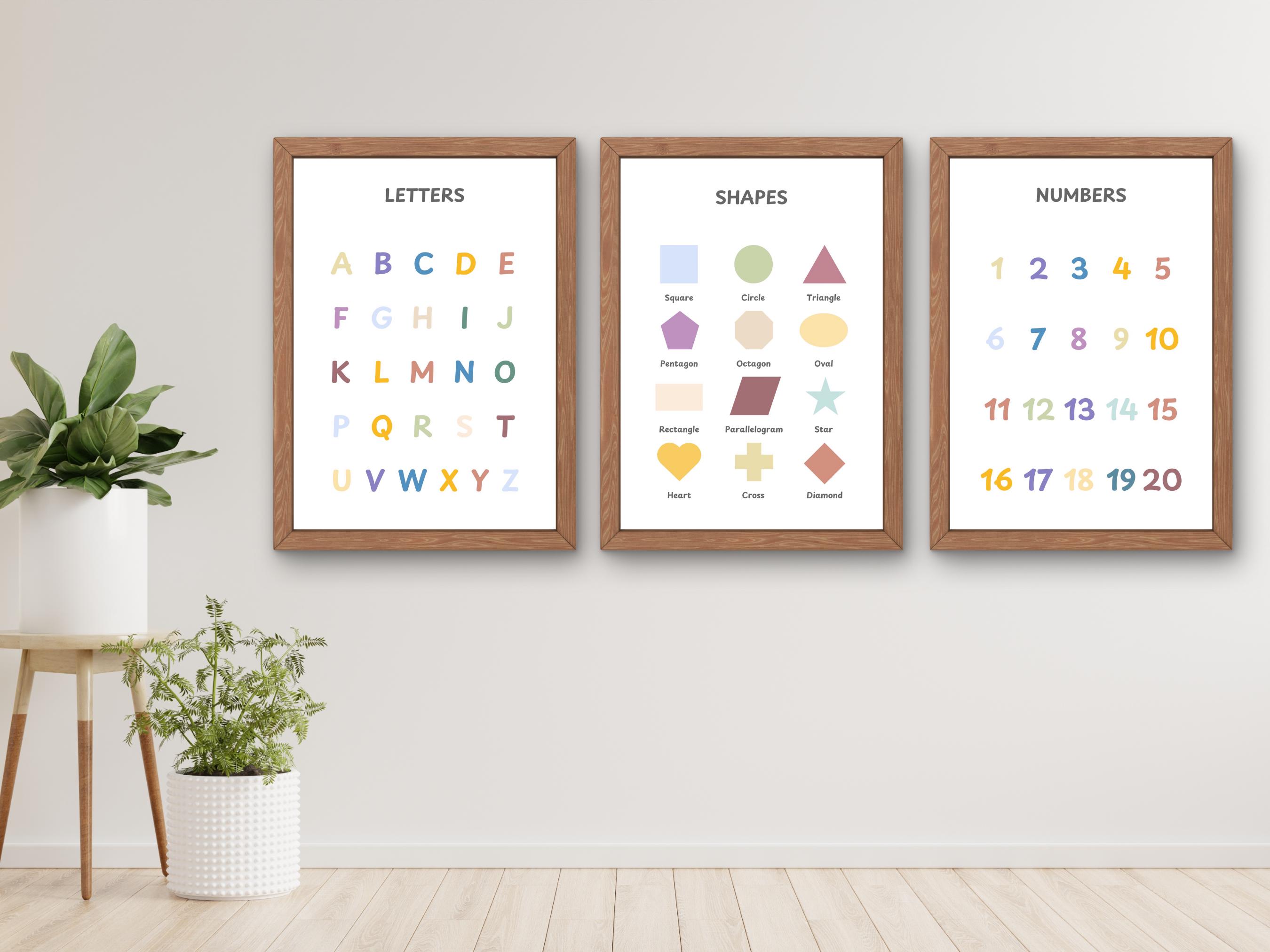 Rainbow Alphabet Poster, Numbers Posters, ABC 123 Shape Poster ...