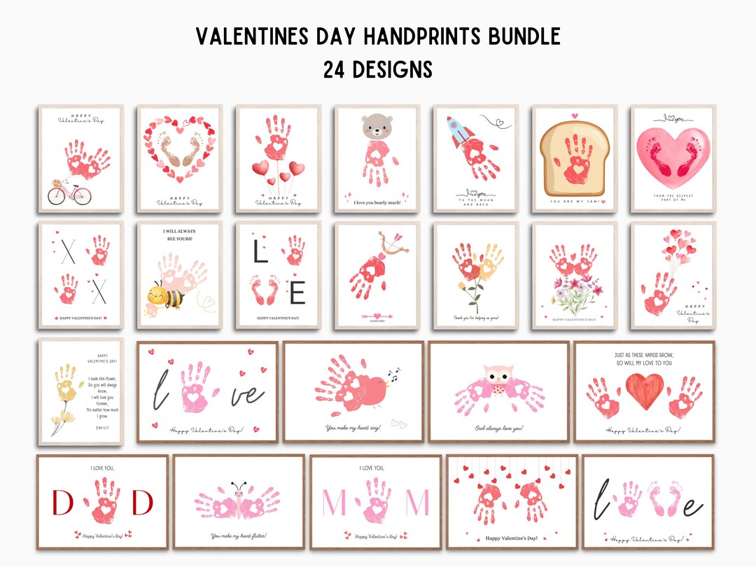 Valentine Day Handprint Craft Bundle, Valentine Craft for Toddlers Set ...