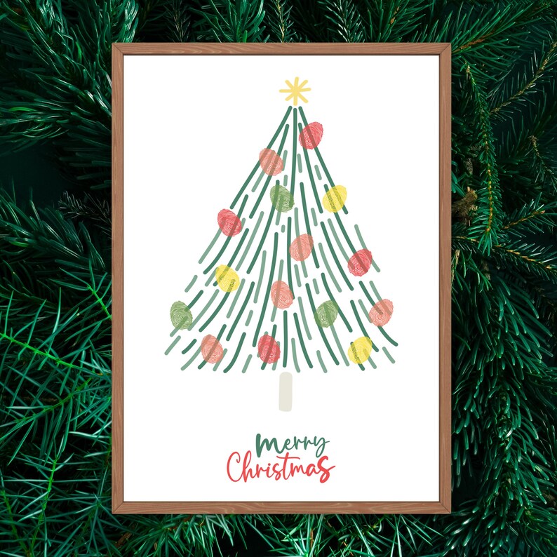 Christmas Fingerprint Art, Holidays Craft Fingerprint Memory Keepsake ...