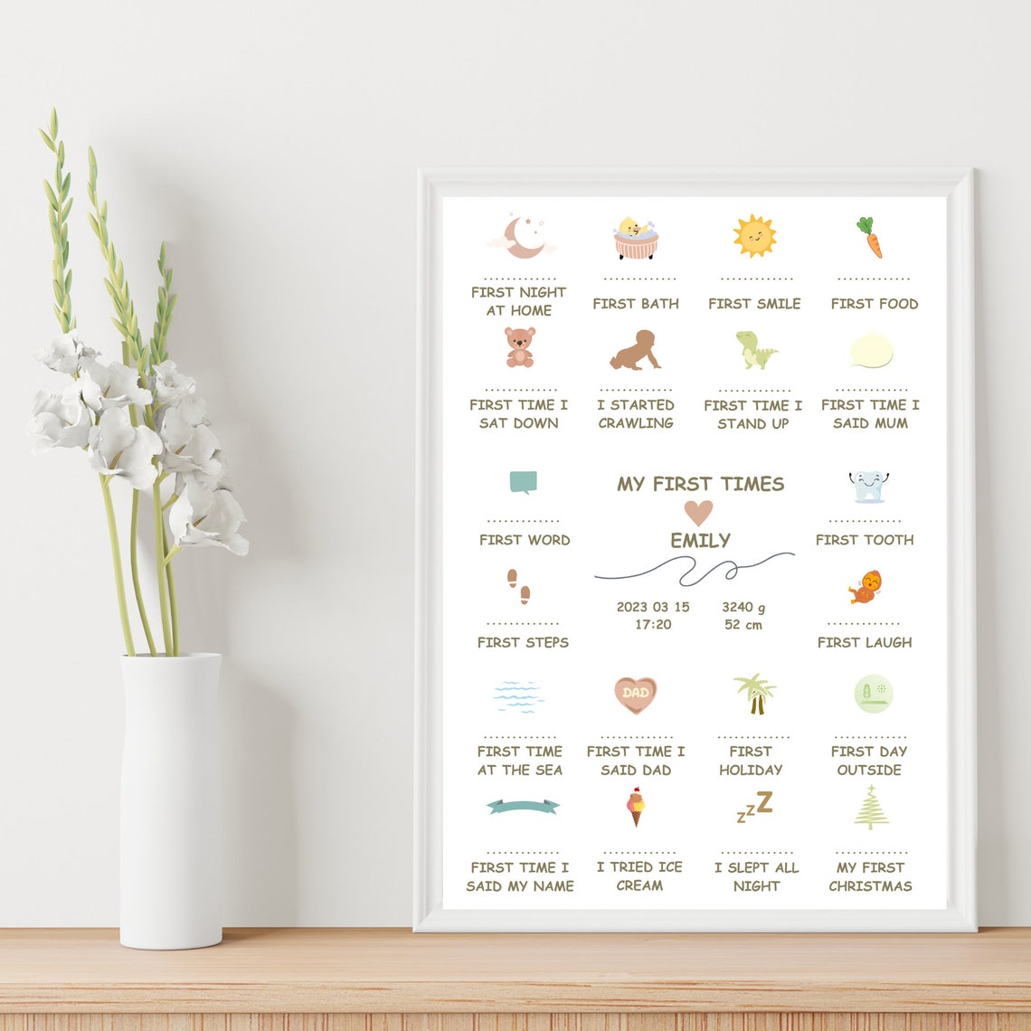 Personalized Baby's First Time Poster, Baby Dates Poster, My First ...