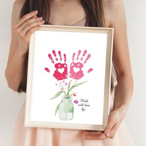 Mother's Day Handprint Art, Floral Bouquet, Flower, Printable Keepsake ...