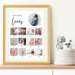 Printable Baby's First Year Photo Poster Template, 1st Birthday Photo ...