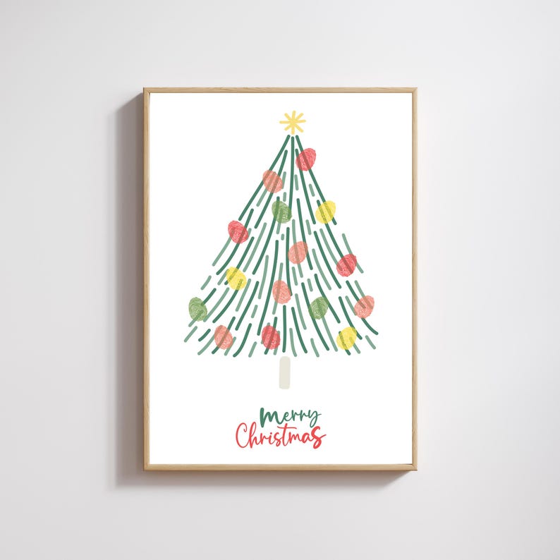 Christmas Fingerprint Art, Holidays Craft Fingerprint Memory Keepsake ...