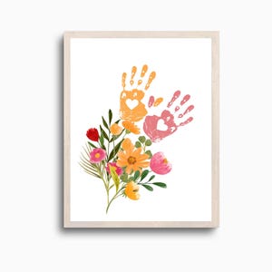 Valentine Mother's Day Handprint Craft, Valentines Flower Art Printable ...