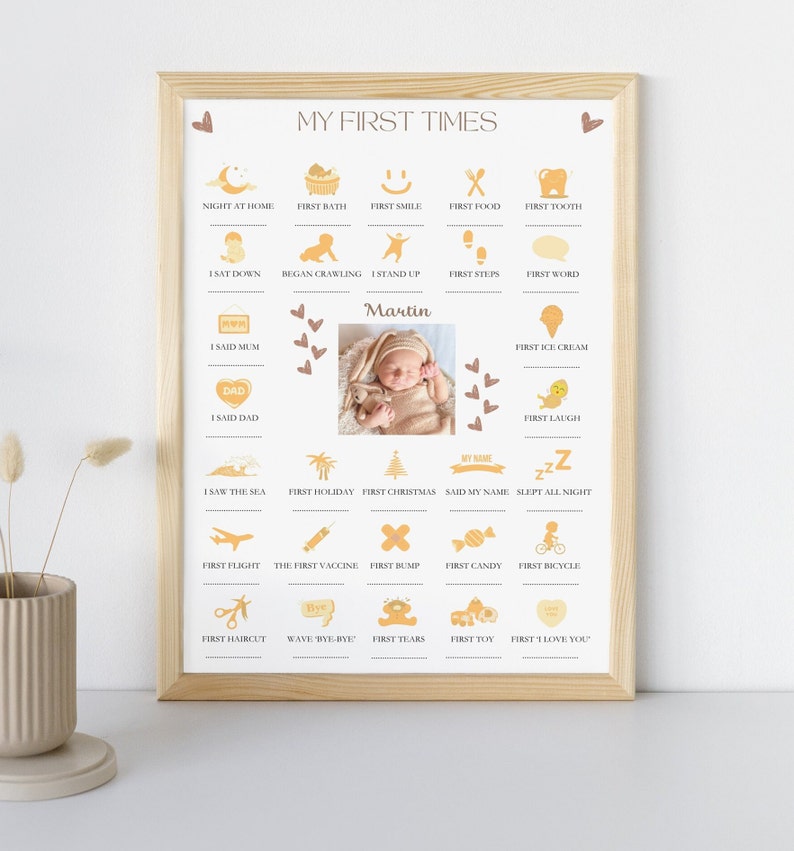 My First Times Poster, Printable Baby’s First Times Poster, Baby Birth ...