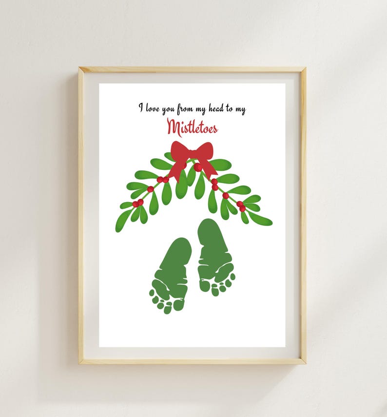 Christmas Mistletoe Footprint, Baby Footprint Mistletoe, Mistletoes Footprint, Christmas 2024 ...