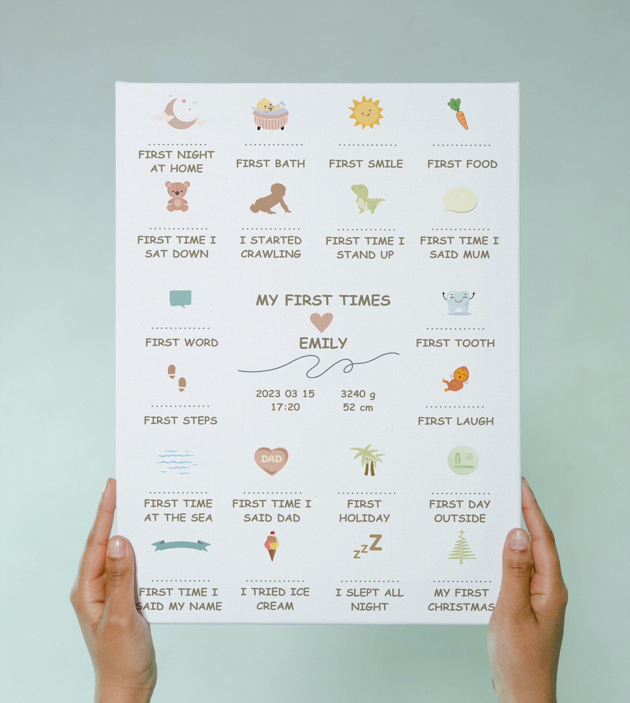 Personalized Baby's First Time Poster, Baby Dates Poster, My First ...