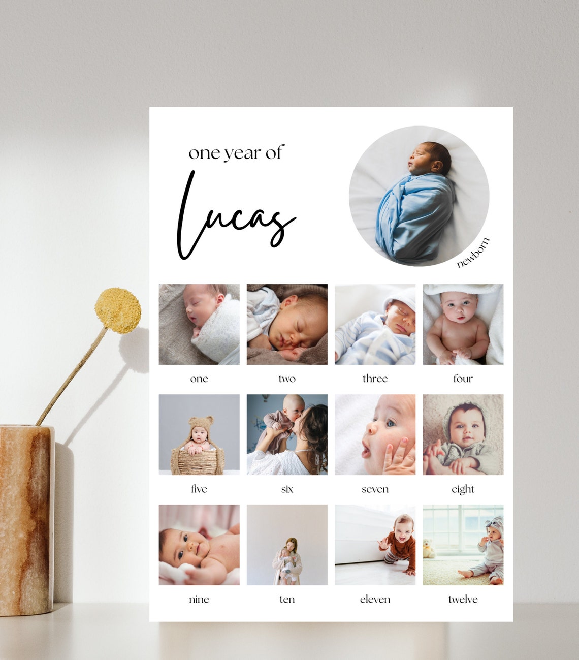 Printable Baby's First Year Photo Poster Template, 1st Birthday Photo ...