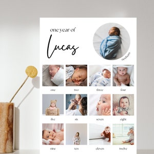 Printable Baby's First Year Photo Poster Template, 1st Birthday Photo ...