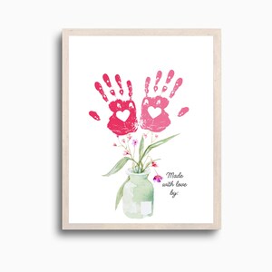 Mother's Day Handprint Art, Floral Bouquet, Flower, Printable Keepsake ...